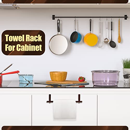 2 Pack Towel Rack for Cabinet Steel over Door Towel Rack Modern over Cabinet Towel Hanger Towel Bar Holder 9 Inch Storage Organizer for Universal Fit on Kitchen Bathroom over Cabinet Cupboard (Bronze)