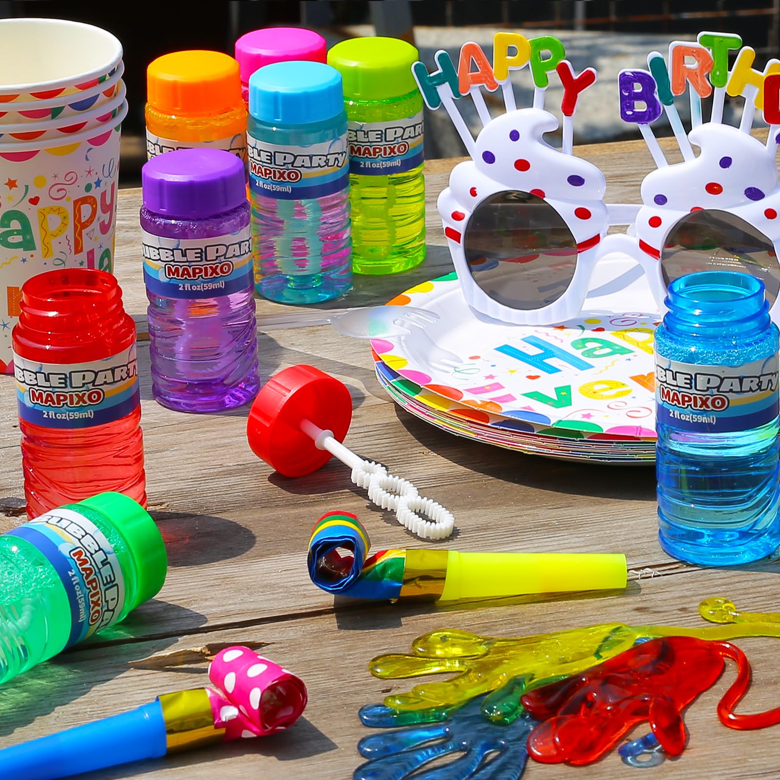16 Pack Bubble for Kids Party Favors, Bubble Bottle with Wand Attached to The Cap, 8 Colors Bubbles Bulk Set with Gift Box, Blow Bubbles Solution Toy for Birthday, Summer, Goody Bag Stuffers Supplies