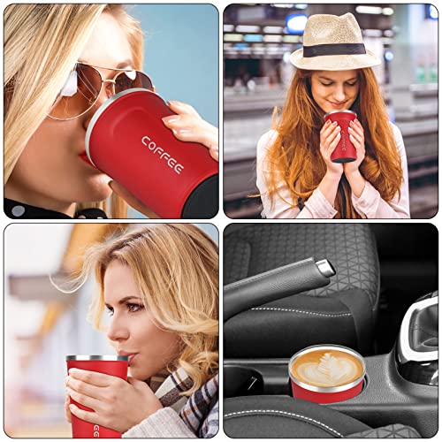 12 oz Stainless Steel Vacuum Insulated Tumbler - Coffee Travel Mug Spill Proof with Lid - Thermos Cup for Keep Hot/Ice Coffee,Tea and Beer (Red)