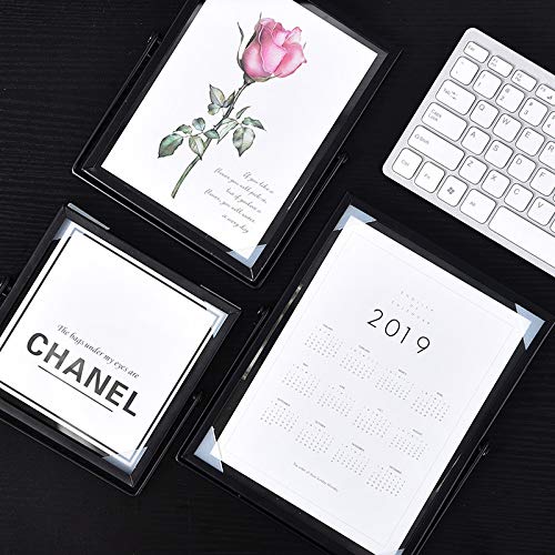 XIAOHONG 2 Pack 4x6 Metal Floating Glass Picture Frame with Metal Easel (Vertical), Simple Metal Geometric Picture Frame for Photos, Art, Tabletop Display (Black)