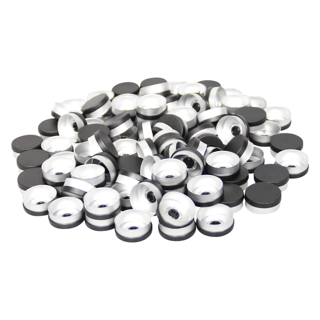 10ml Clear Glass Vials-2-1/2 Dram Clear Glass Headspace Vials with Black Plastic-Aluminum Flip Caps and Rubber Injection Stoppers, 100 Pack, 20mm Flat Bottom Lab Vial