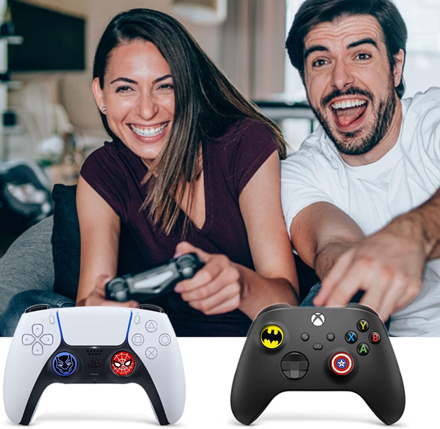 14Pcs Analog Thumb Grip Stick Cover, Wireless Controllers Game Remote Joystick Cap, Non-Slip Silicone Handle Protection Cover for PS5/PS4/Xbox one/360/N Switch PRO