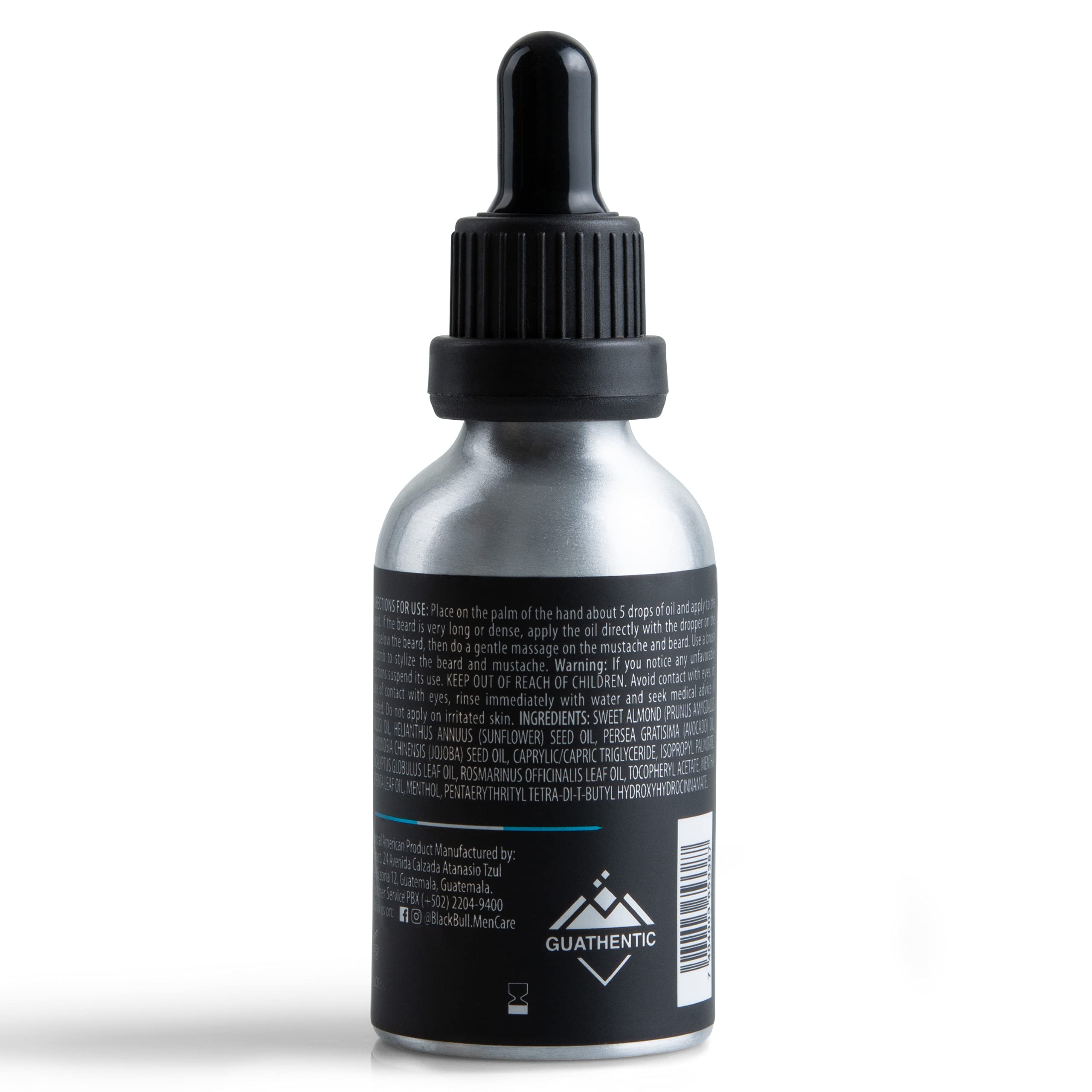 BLACK BULL MEN CARE: Beard Oil, Beard Growth Oil, 100% Natural, made with Essential Oils, Jojoba, Avocado and Menthol, Pack of 2, Beard Products, 40ml