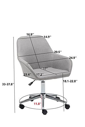 BTEXPERT Arm Mid Back Home Computer, Office Task Wheels, Swivel Height Adjustable, Comfy Soft Desk Chair, (5174), Gray Fabric
