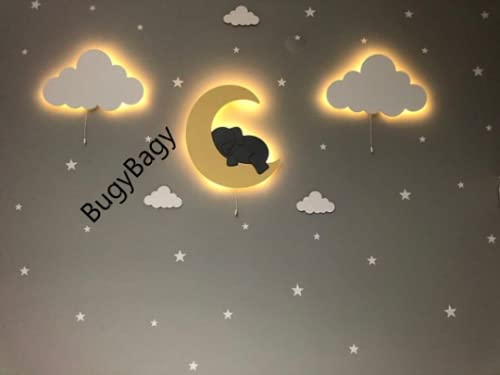 BugyBagy White Cloud Night Light for Nursery - Cloud Shape Battery Operated LED Bedroom Wall Night Light