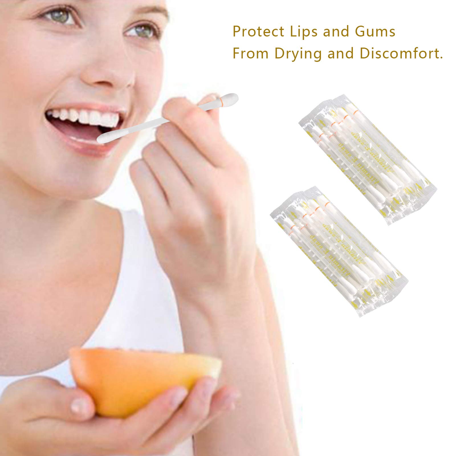 100Pcs Lips Oil Cotton Swabs Disposable Oil Q-tip Applicators for Protect Lip Gum Anti-Dry Moisture Use Before Teeth Whitening