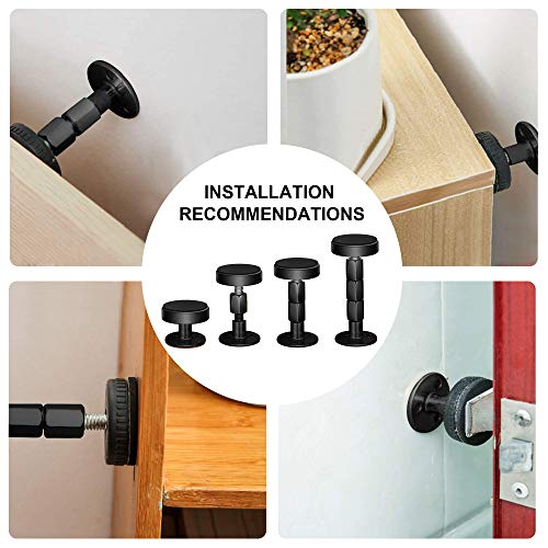 2PCS Black Adjustable Bed Frame Anti-Shake Tool, Headboard Stoppers with Free Furniture Pads and Screws, No More Creaking, Protect The Wall from Banging, Easy to Install (1.1-2.5in)