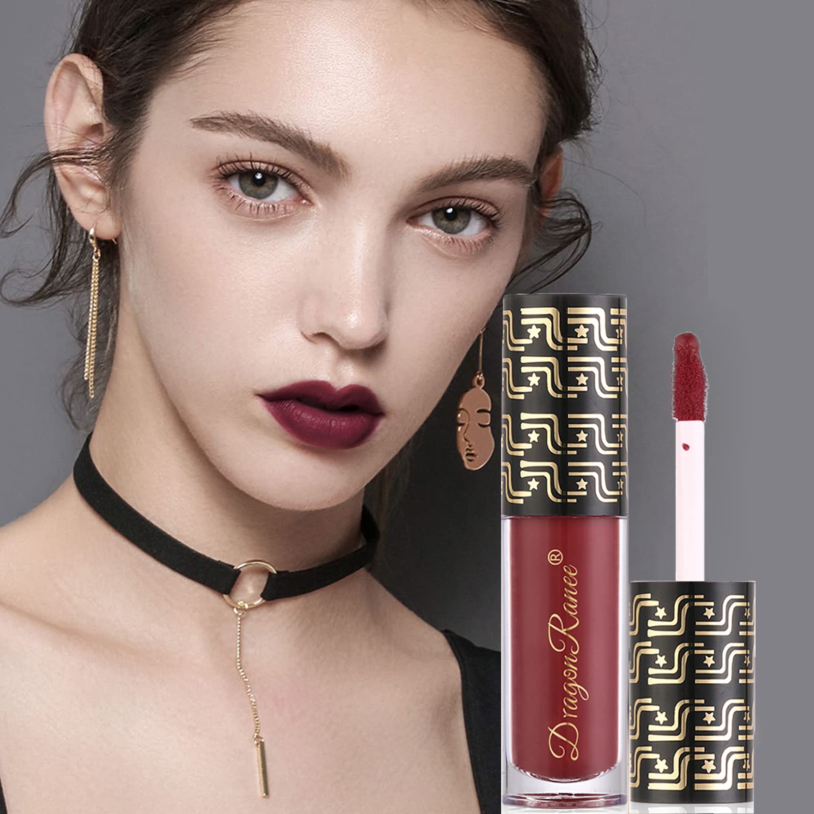 12Pcs Dark Liquid Lipstick Matte Sets, 24-Hour Smudge Proof Long Lasting Matte Lipstick Lip Stain Lip Gloss Set-White/Red/Vampire/Green/Black/Chocolate/Purple/Nude/Blue