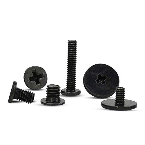 100pcs M1.4 Big Flat Head Screws Cross Thin Headed Screw for Laptop for Computer Mobile Phone Bolt Black Color 2mm-6mm Long - (M1.4x3mm) SCRW-169465