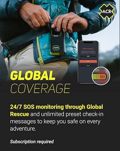 ACR Bivy Stick Satellite Communicator - Two-Way Global SMS, GPS Tracker for Hiking Safety, Off-Grid Communication, SOS Emergency Beacon, Satellite Messenger & Location Sharing - iOS/Android App