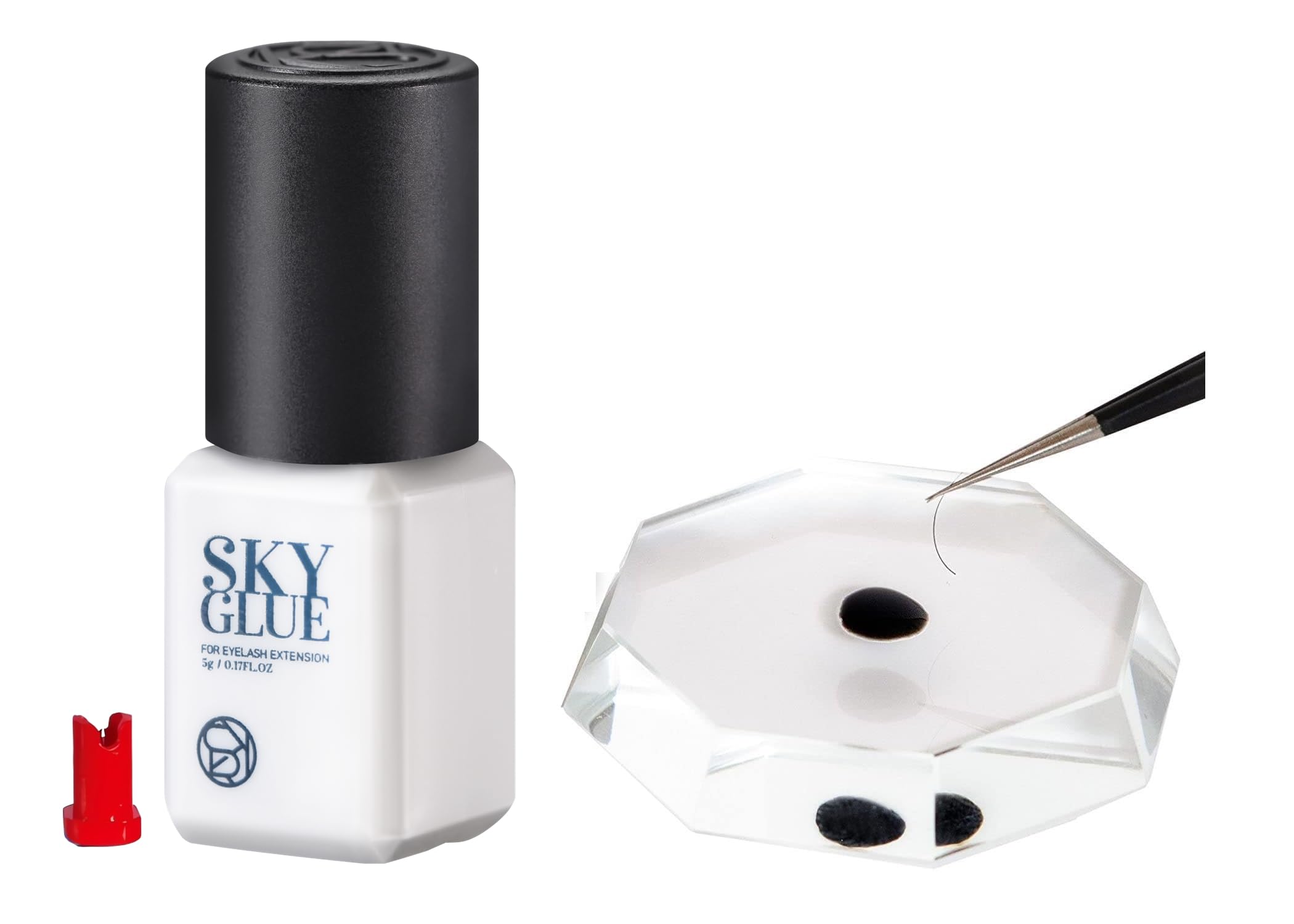 2 Bottles Sky Glue D for Eyelash Extension 5ml - Professional Powerful Strong Black Eyelash Individual Extension Adhesive / 1-2s Fast Drying / 5-6 Weeks Lasting time TUBeauty