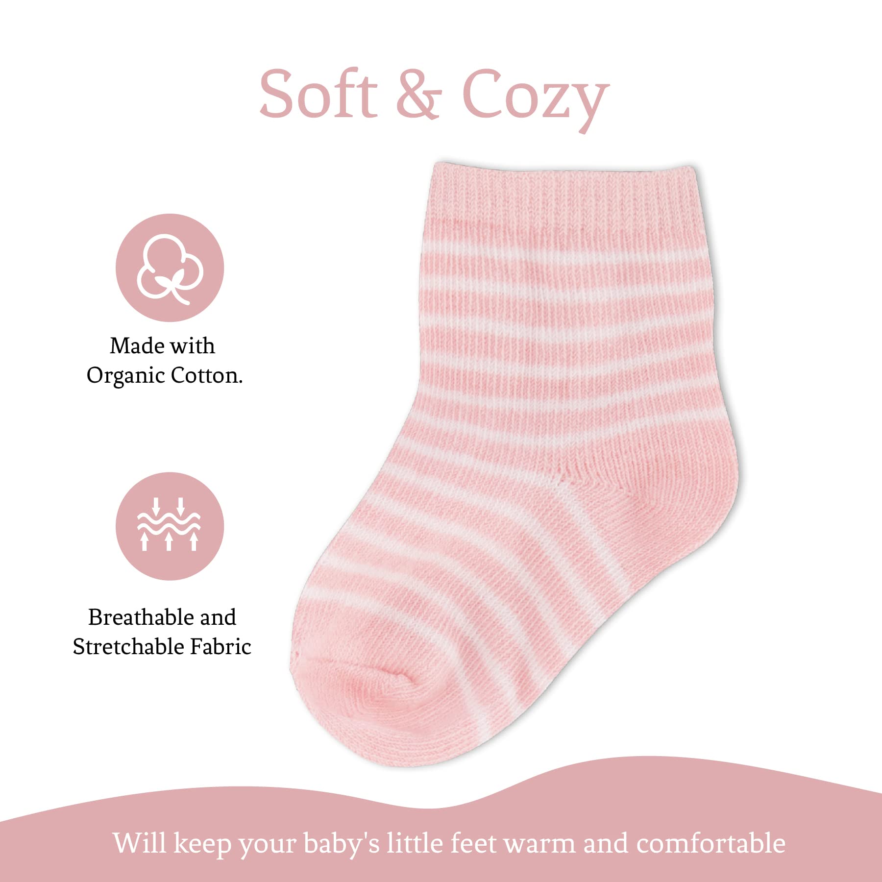 Rising Star Baby Socks for Boys & Baby Girl Newborn Socks - Crew Ankle Cotton Infant Socks 0-6, 6-12 months (8 pack)