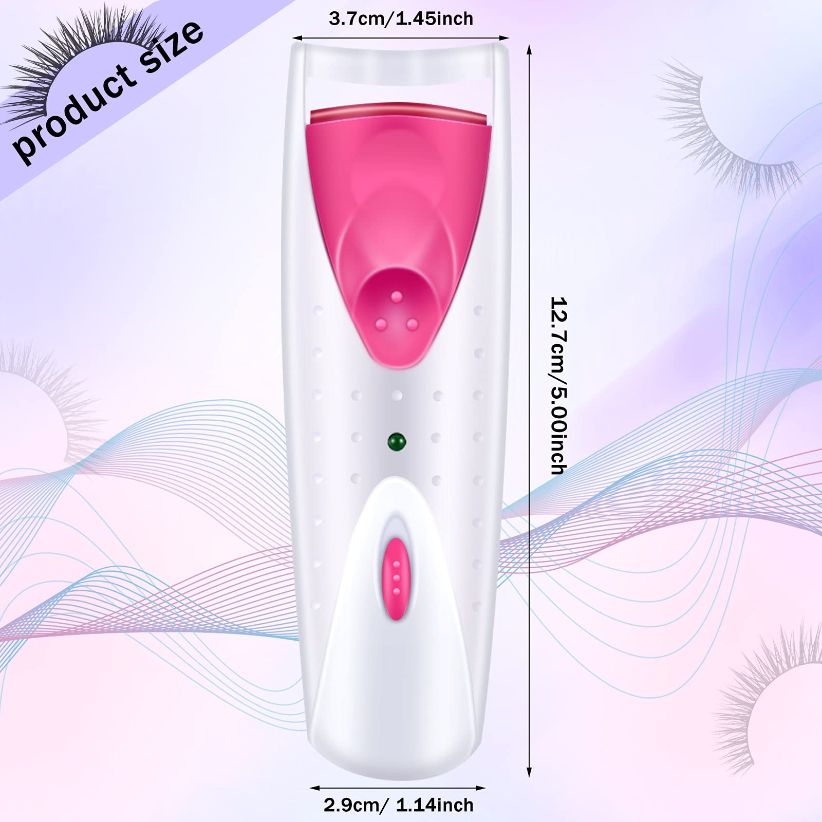 2 Pieces Heated Eyelash Curler Electric Eyelash Curlers Painless Safety Design with Double Silicone Curling Pad for Women Long Lasting Naturally Eyelashes (Pink)