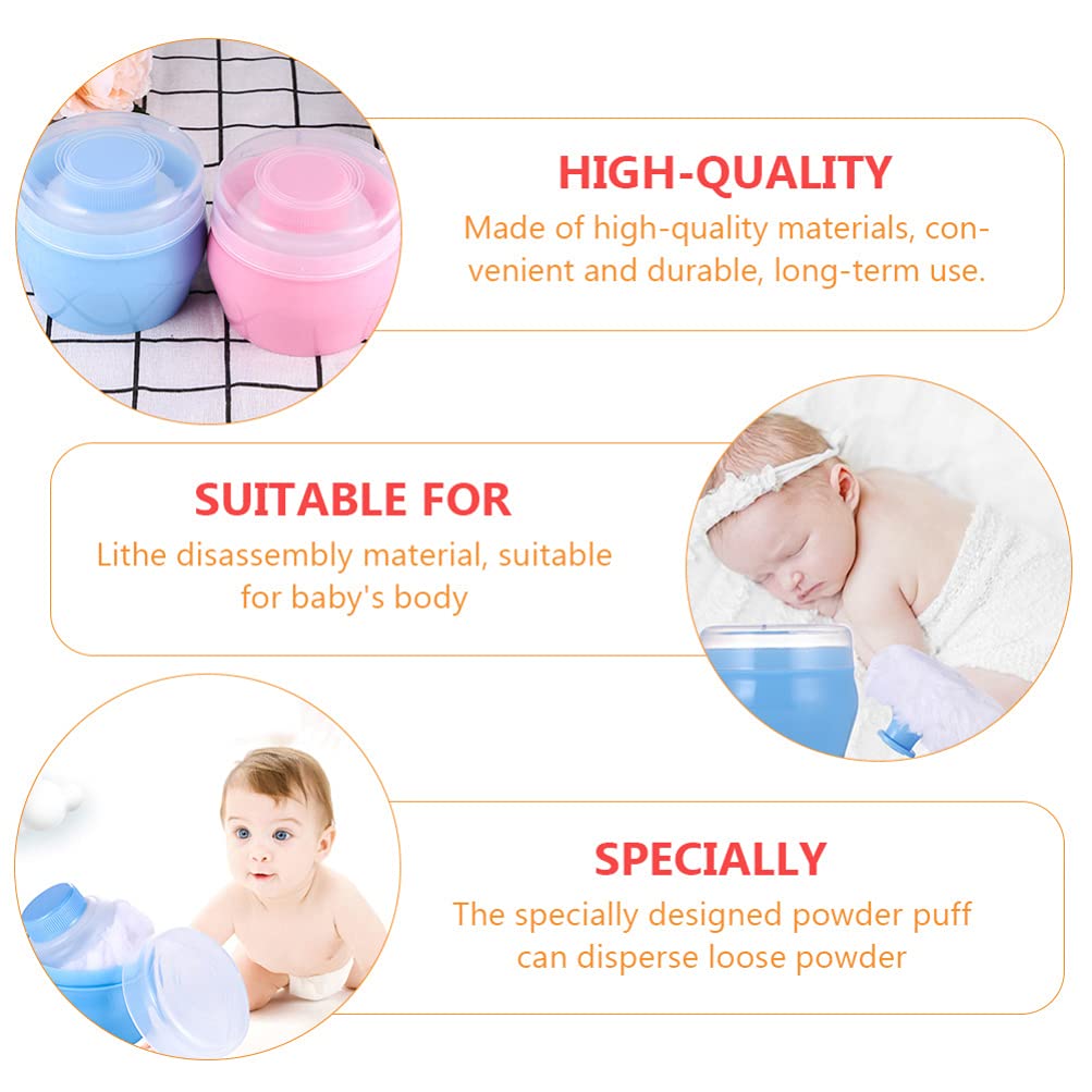 2pcs Puff with Case Empty Body Container Dispenser Case Large Puff with Sifter and Puffs for Body Home and Travel Use Blue