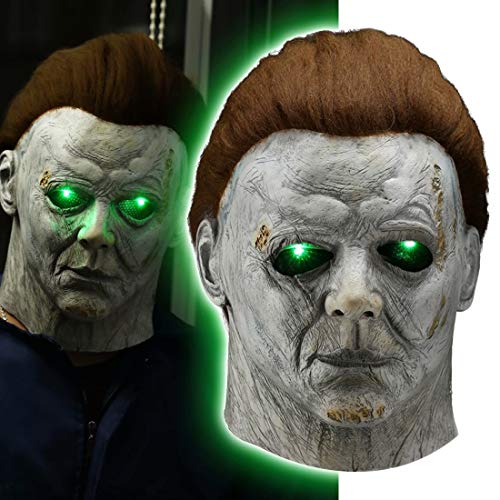 Bulex LED Light up Michael Myers Mask Scary Halloween Murderer Killer Mask Creepy Full Head Latex Mask Horror Cosplay Costume