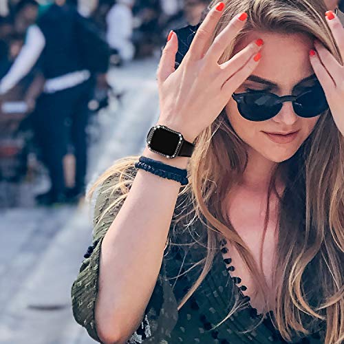 Recoppa Compatible for Apple Watch Case with Screen Protector for Apple Watch 44mm Series 6/5/4/SE, Bling Crystal Diamond Rhinestone Ultra-Thin Bumper Full Cover Protective Case for Women Girls iWatch