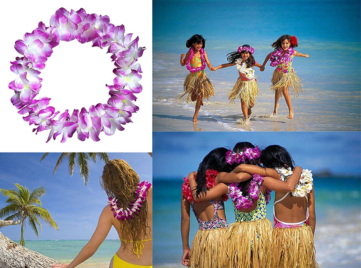 12 Pcs Thicken 41 Inch Purple Hawaiian Leis for Graduation Party, Dance Party, Photo Prop in Outdoors (12 Pcs)