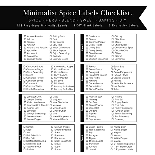 SAVVY & SORTED Minimalist Spice Labels for Spice Jars | 146 Spice Jar Labels Stickers for Containers | Spice Labels Stickers Preprinted | Spice Organizing Labels Herb Seasoning Kitchen Pantry Labels