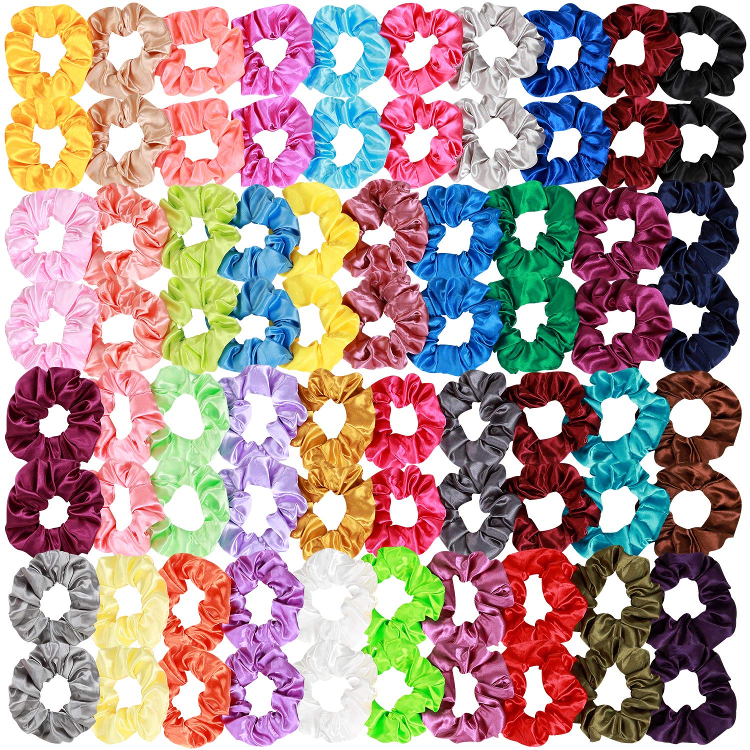 80 Pcs Silk Satin Hair Scrunchies 40 color Hair Bobbles Ponytail Holder Hair Accessories Scrunchy Solid Color Hair Ties