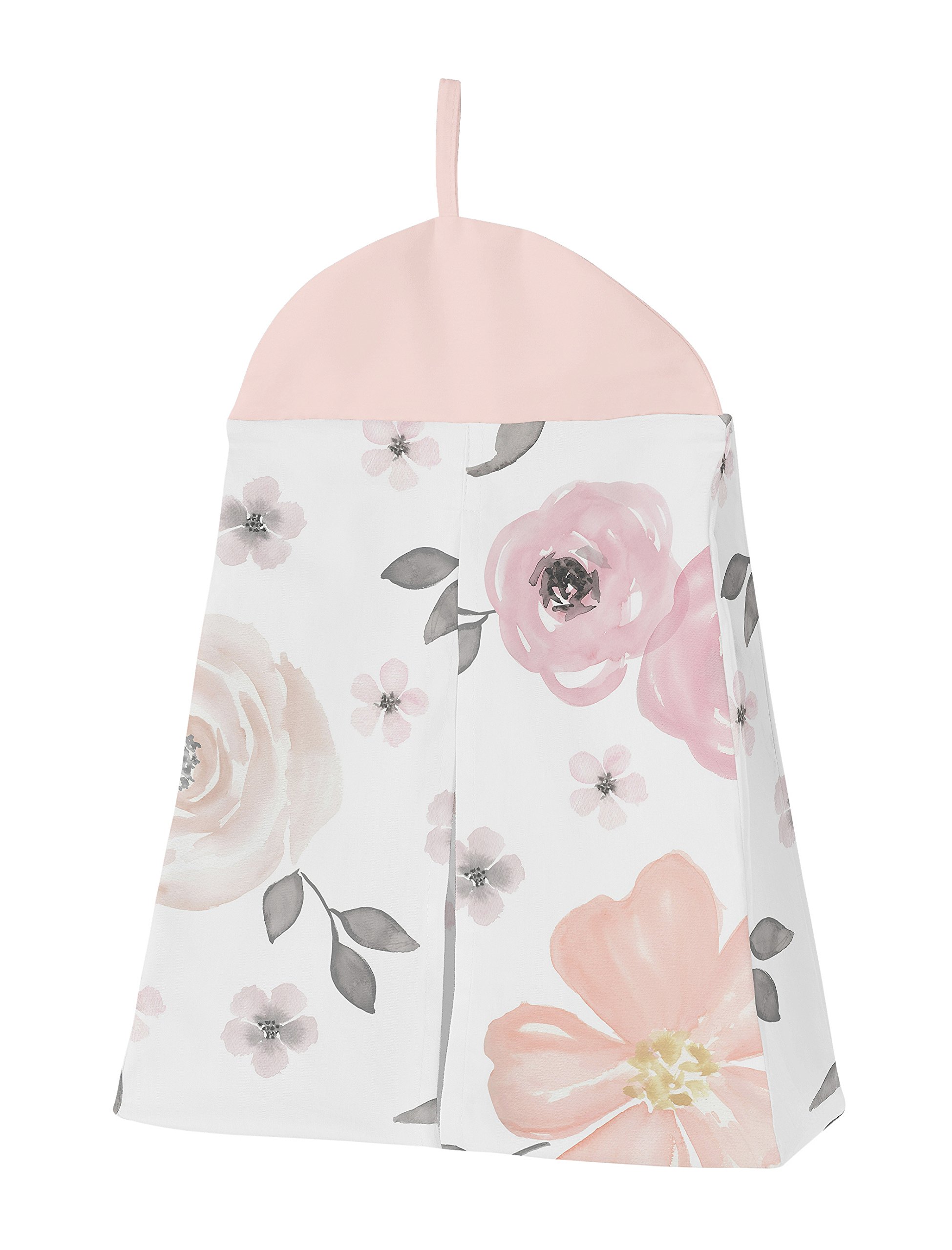 4 pc. Blush Pink, Grey and White Watercolor Floral Baby Girl Crib Bedding Set by Sweet Jojo Designs - Rose Flower Polka Dot