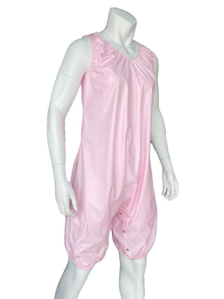 Haian PVC AB Unisex Snap Through Crotch Romper (3X-Large, Baby Pink)