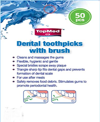 TOPMED ETS Oral Care Dental Brush Teeth Pick Plastic Teeth Floss Toothpick with a Mirror 200 Count (4 Box X 50 Units) Color May Vary