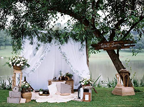 58" Solid Color Chiffon Fabric Rustic Sheer Bridal Wedding Party Decorations Backdrop, White, 5 Yards