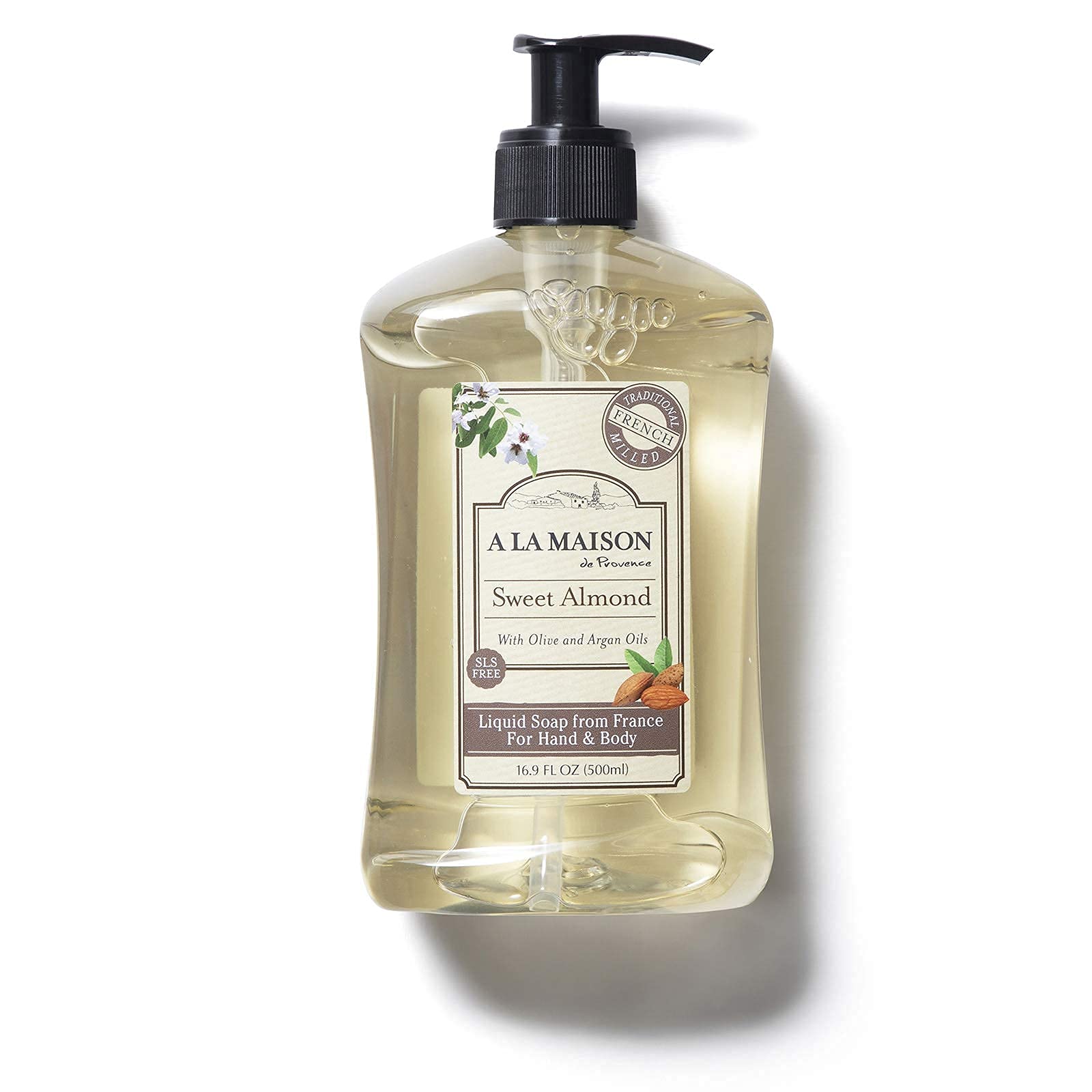 A LA MAISON French Liquid Hand Soap, Almond - Natural Hand Wash Made with Essential Oils - Biodegradable, Plant-Based, Vegan, Cruelty-Free, Alcohol & Paraben Free (16.9 oz, 3 Pack)