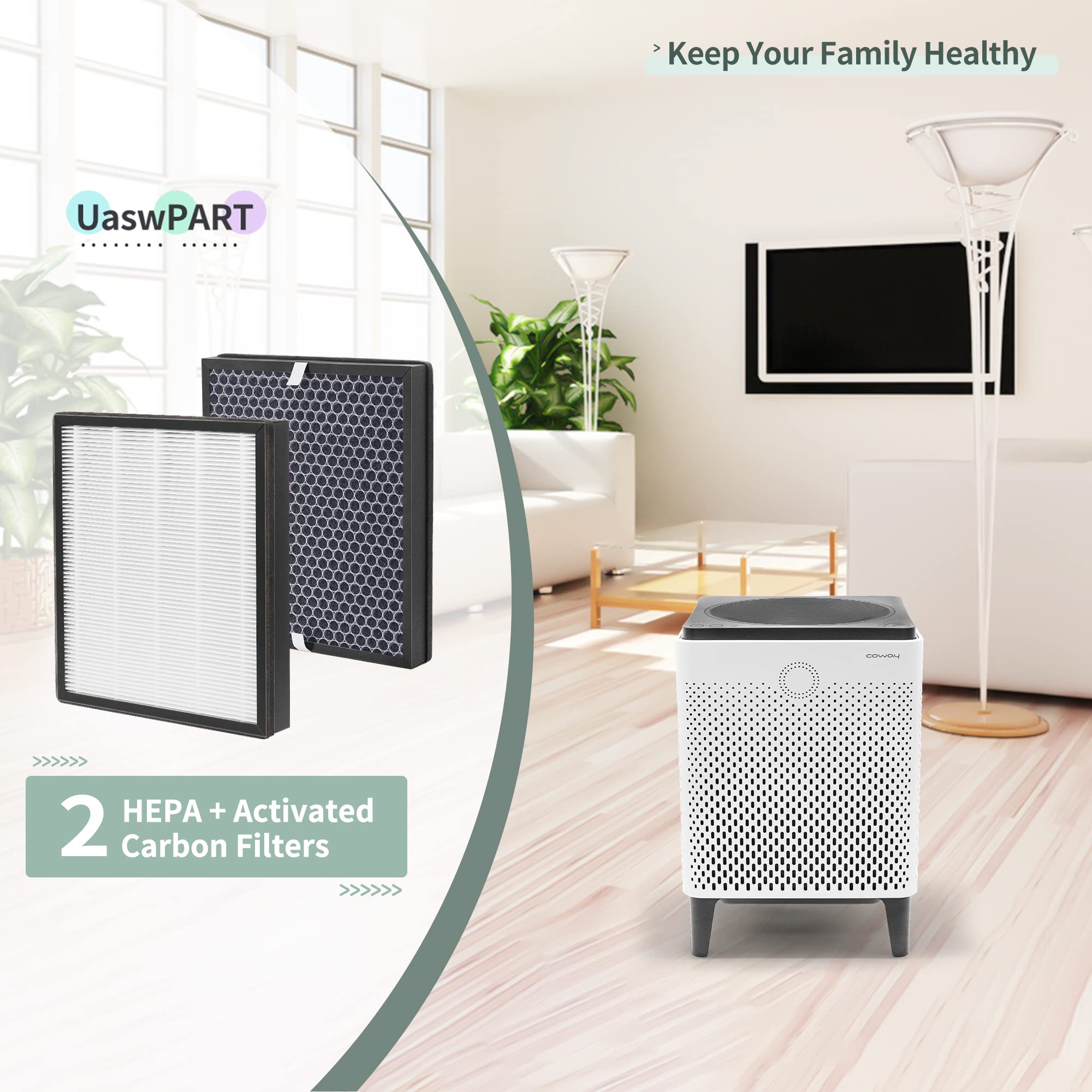 300 300S Replacement Filter Compatible with 300/300s Air Pu-rifier Filter Replacement (for 1256 sq.ft), Compare to 3111635, 2-Pack White H13 True HEPA & Activated Carbon