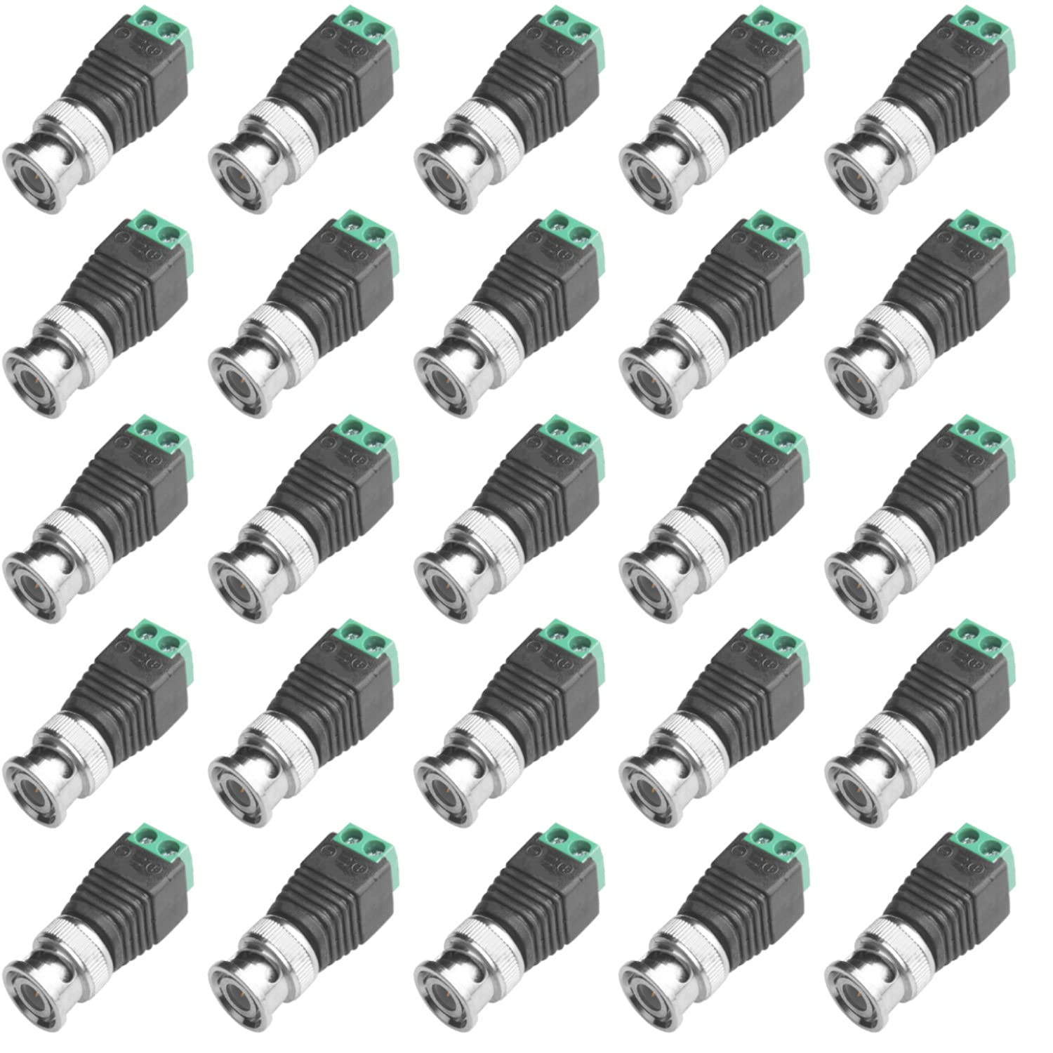 ACBalun83 28 Count Gold-Plated BNC Male-to-Male Coaxial Cat5/Cat6 Camera CCTV Security Camera Connector Adapter