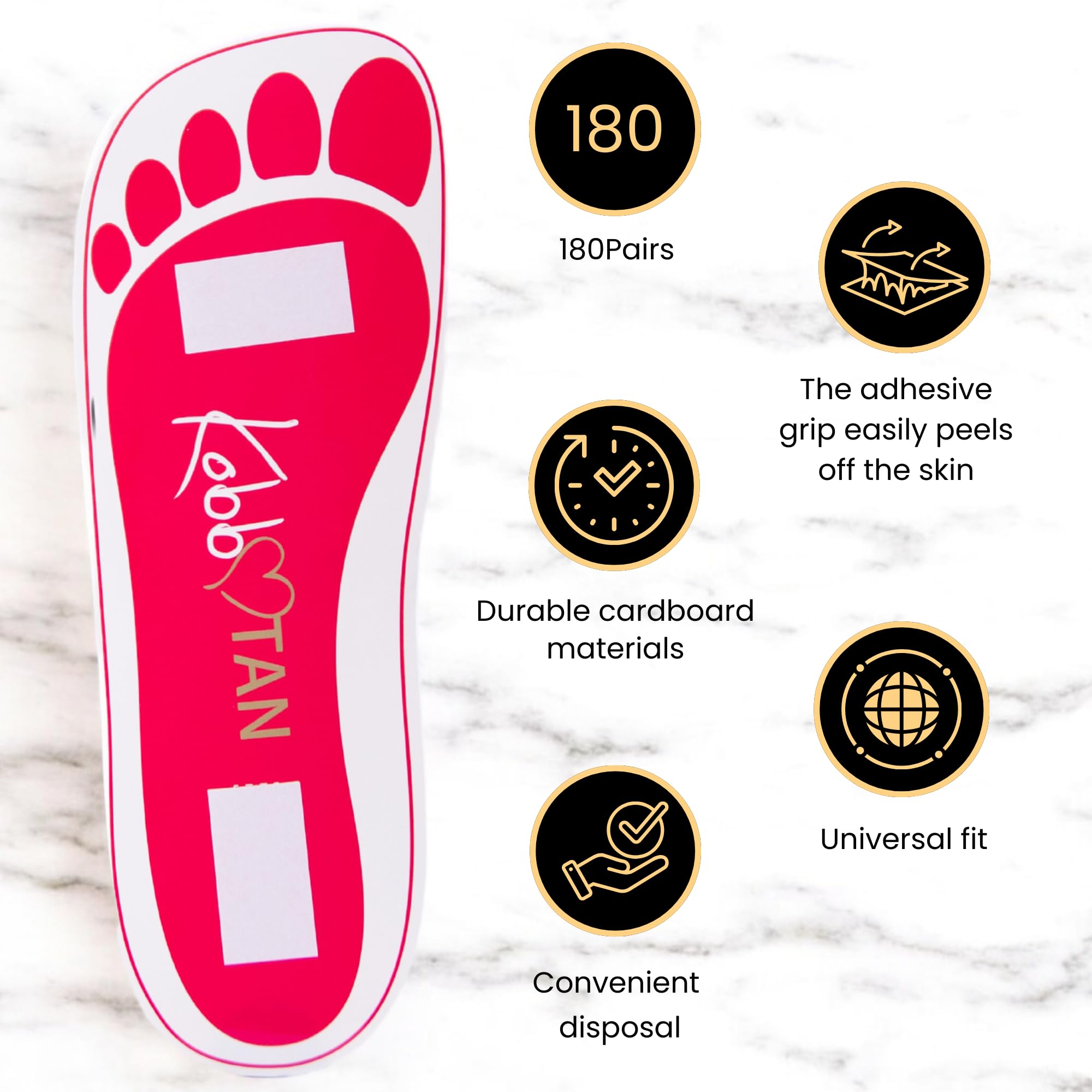 180 Pairs(360feets) Spray Tan Feet Pads Protectors in Pink Color For Sunless Spray Tanning