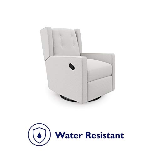 Baby Relax Mikayla Swivel Glider Chair, White, Water Stain Resistant Recliner