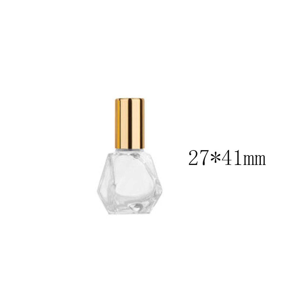ConStore 10 PCS Mini Portable Polygonal Clear Glass Roller Bottle,8ml/0.27oz DIY Travel Essential Oil Roll On Bottle with Stainless Steel Ball Gold Cap