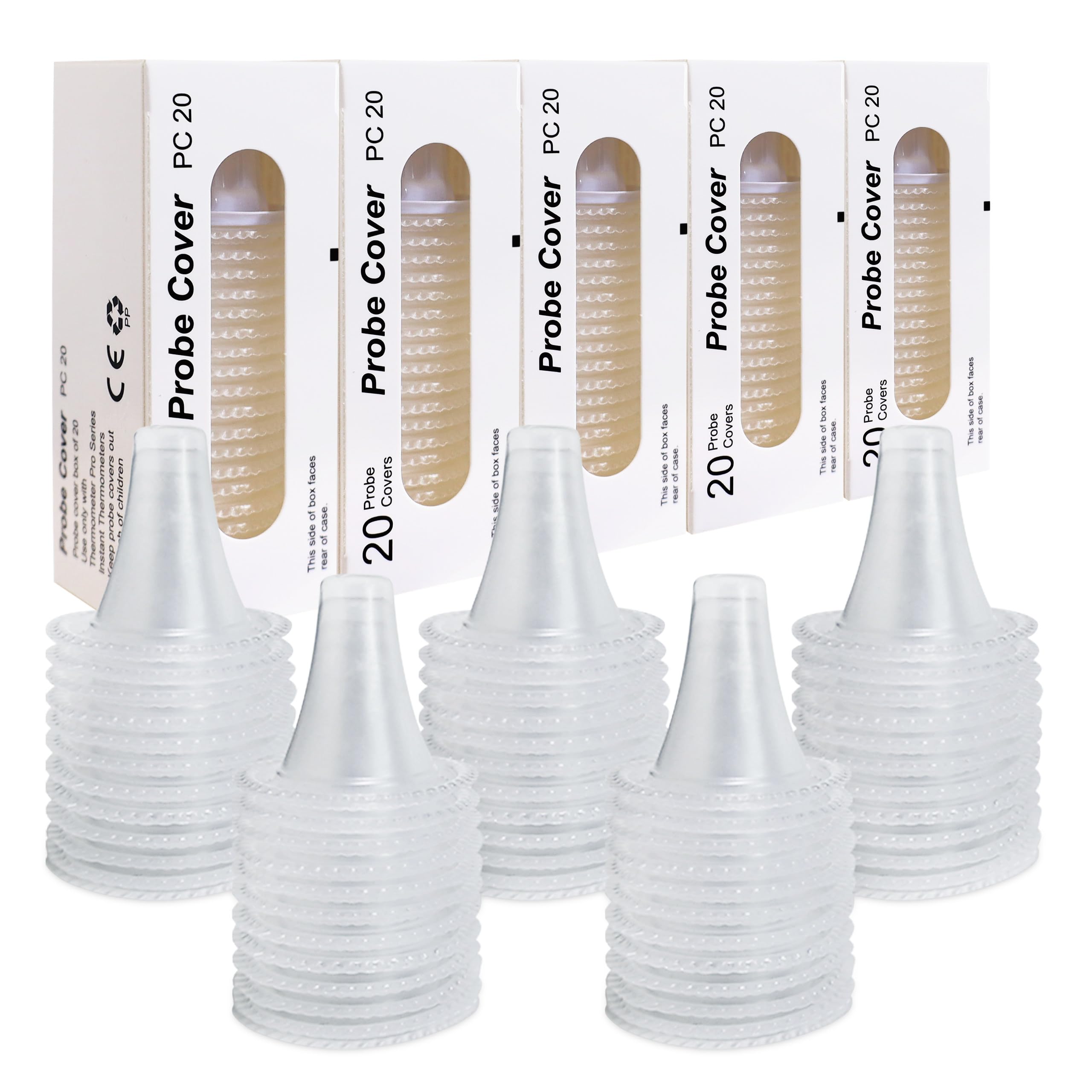 100 Count Ear Thermometer Probe Covers, Disposable Lens Filters Compatible with All Braun Ear Thermometer Models, Refill Caps
