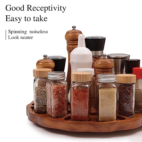 13β Lazy Susan Acacia Wood Serving Tray 7-Compartment Multipurpose Round Tray for Serving Food,Round Platters for Organization,Pantry,Kitchen