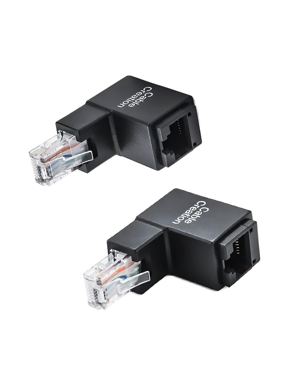 CableCreation 2 Pack Ethernet Adapter, Cat5e/Cat6 Up Angle Ethernet Adapter, 90 Degree and 270 Degree RJ45/8P8C Ethernet Female to RJ45/8P8C Male Adapter