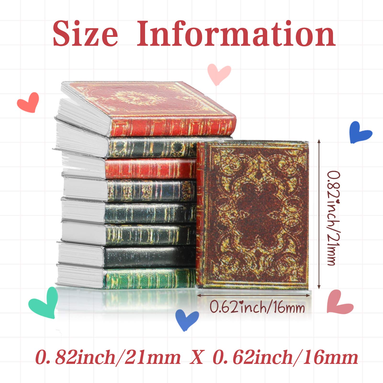 16 Pieces 1:12 Scale Miniatures Dollhouse Books Timeless Miniatures Spell Books Mini Books Notebook Model Dollhouse Decoration Accessories for Study Room Bedroom Library (Retro Style)
