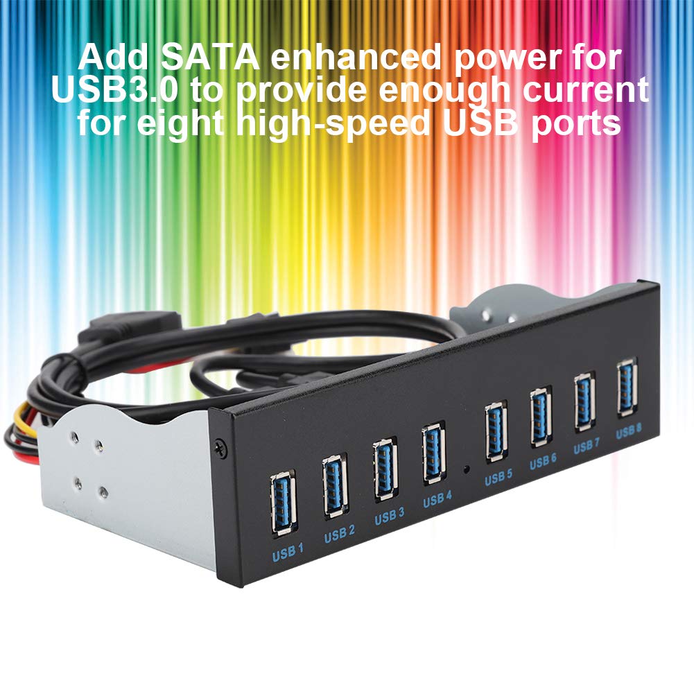 ASHATA USB Front Panel,USB3.0 19PIN 8 Ports Hub Optical Drive Extension Front Panel Adapter for PC Computer