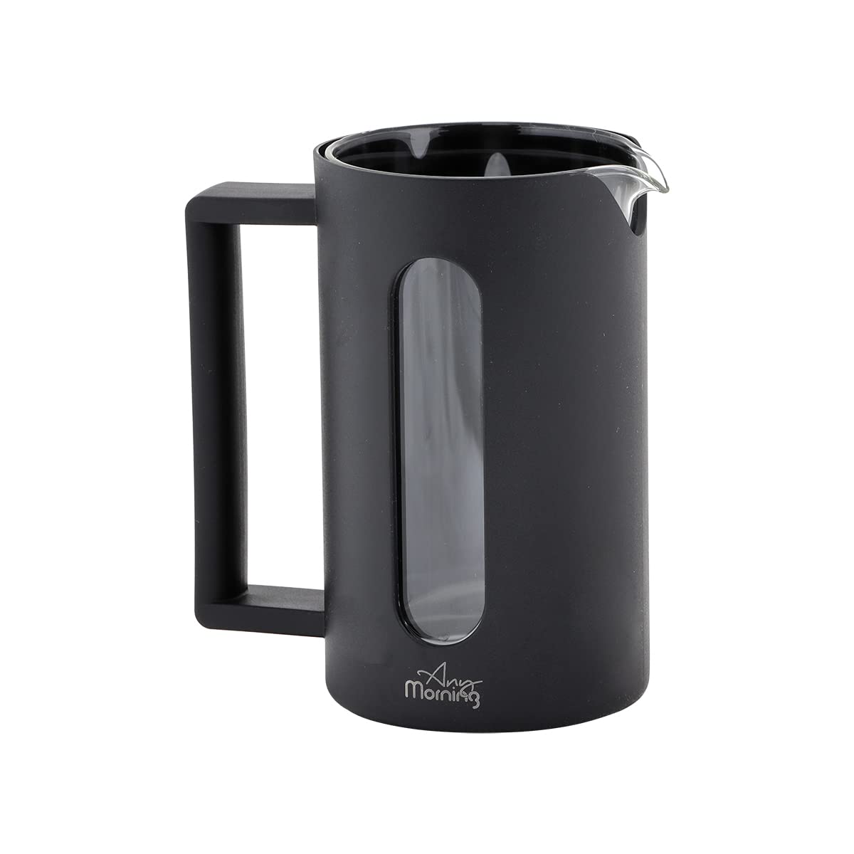 Any Morning Coffe Maker, Stainless Steel Borosilicate Glass French Press, Tea Press for Loose Tea, BPA Free, Heat Resistant Durable, Easy to Clean, 20 oz, Black