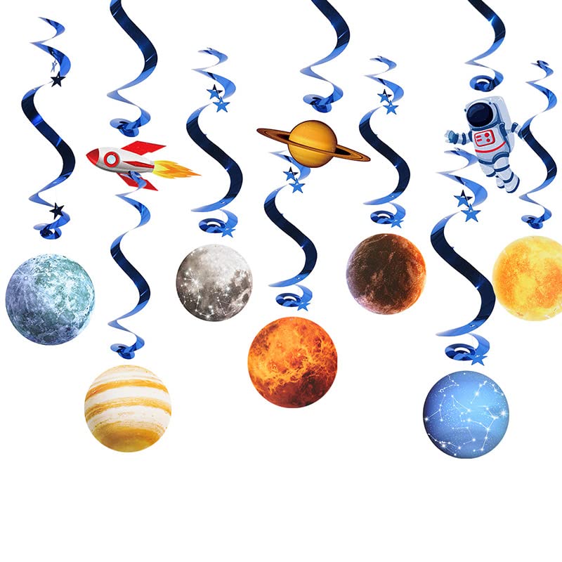 10PCS Solar System Hanging Swirl Decorations Space Party Decorations Hanging Solar System Planet Party Supplies