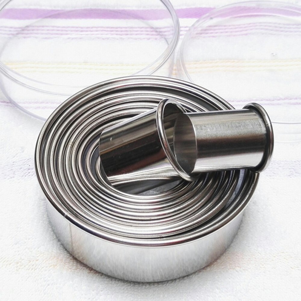 11 Pieces Metal Cookie Cutter Set, Round Cookie Cutters, Stainless Steel Circle Biscuit Pastry Cutters, Assorted Sizes
