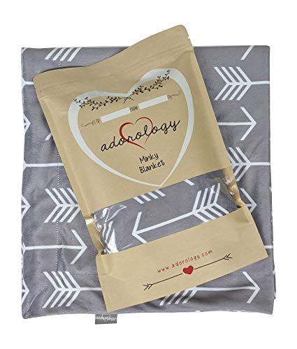 Minky Nursery Blanket, Gray White Arrows Design, Great for Any Mom to Be, Toddler Blanket