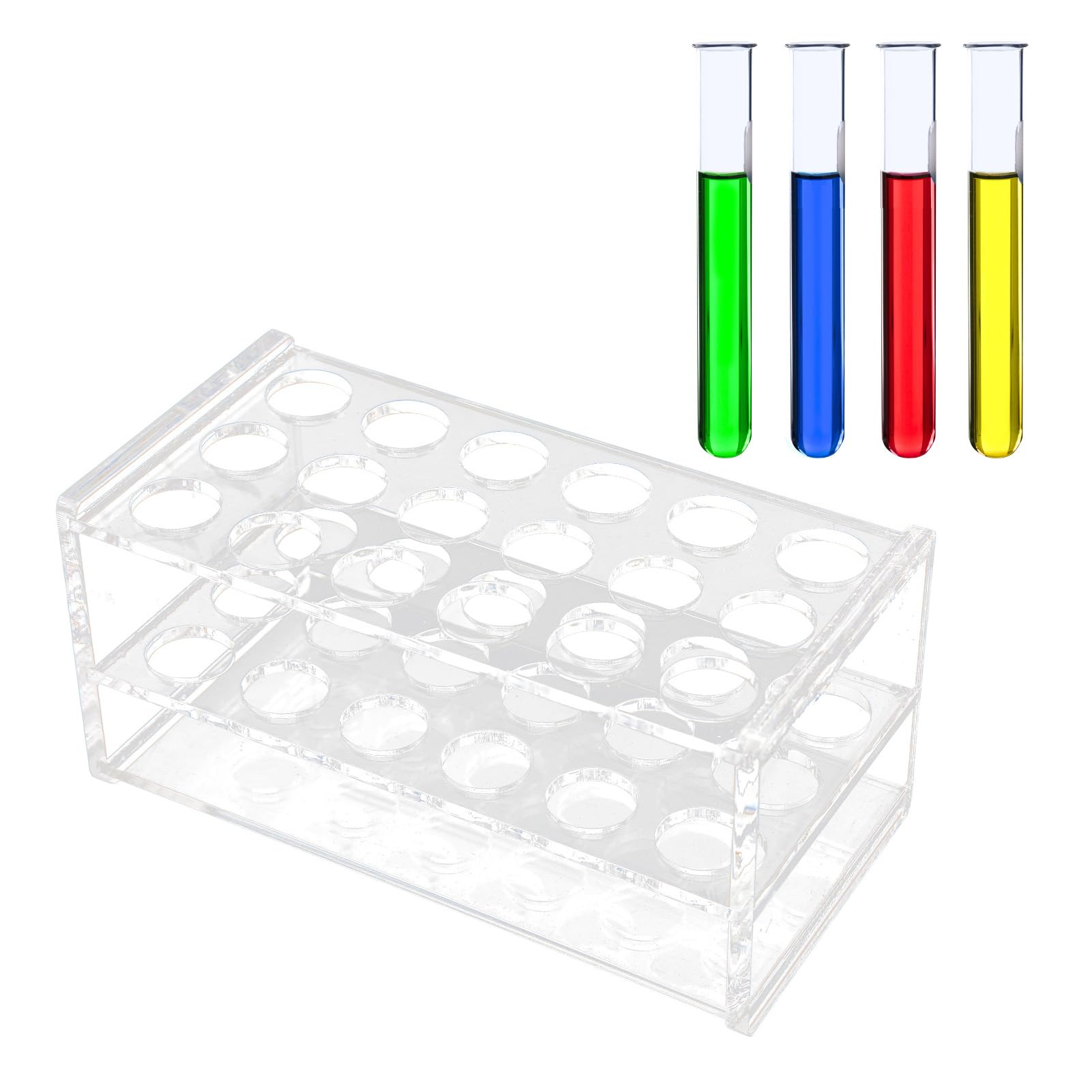 17mm Test Tube Rack with 18 Holes - Durable Transparent Centrifuge Tube Holder for 10ml and 15ml Test Tubes