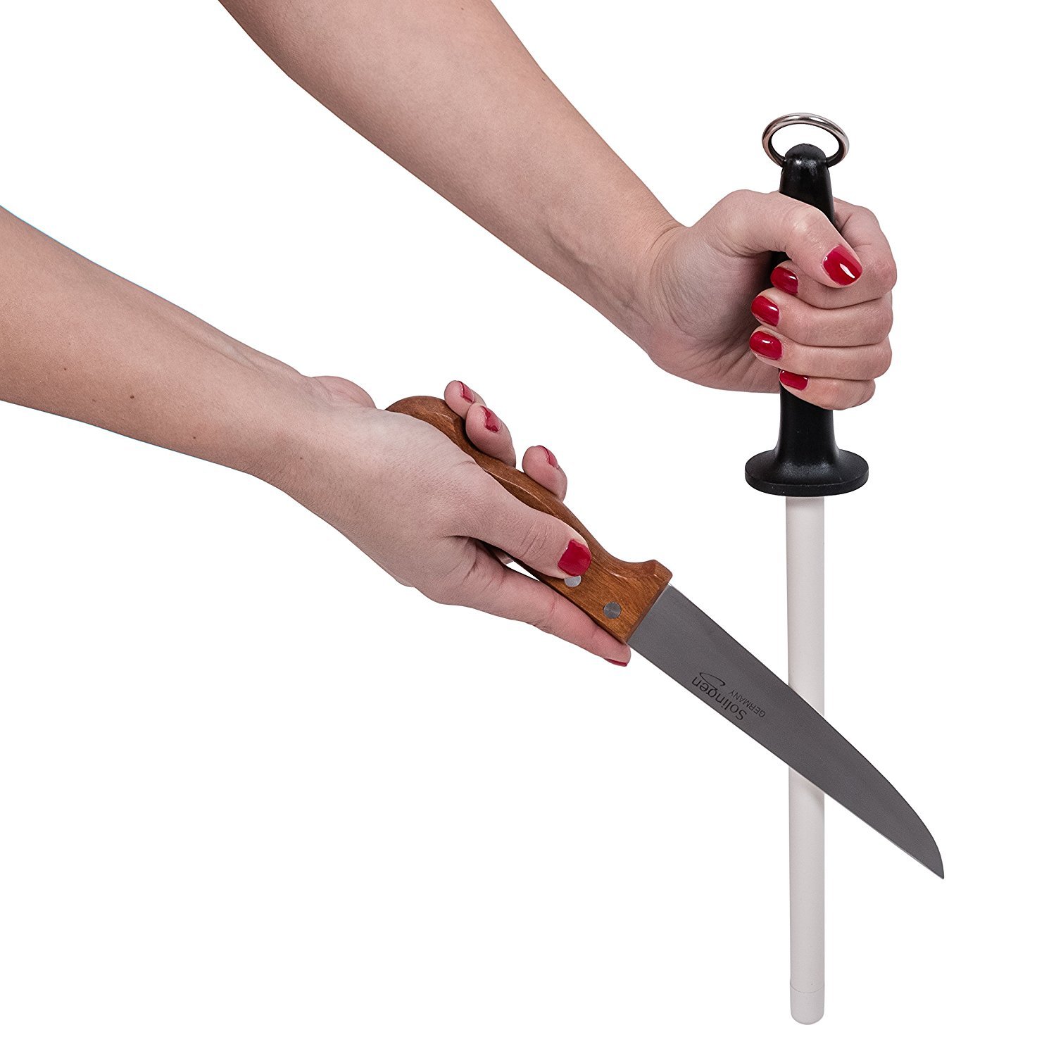 10.75" Ceramic Rod Knife Sharpener Pierre Bonnel, Highly Durable Anti-Breaking Professional Ceramic Honing Rod
