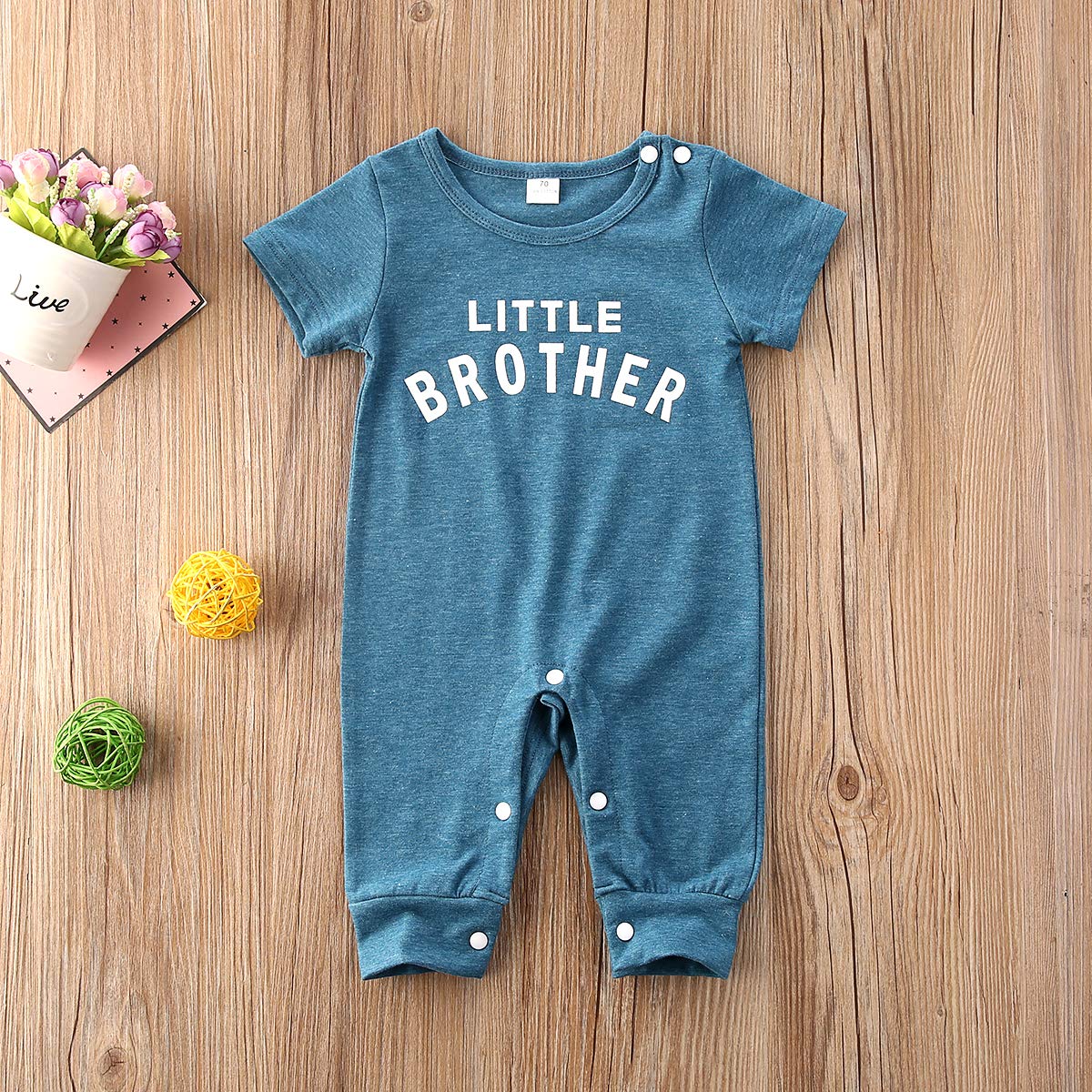 hwojjha Newborn Baby Boy Romper Clothe, Little Brother Romper Short Sleeve Jumpsuits One Piece Outfit (blue, 0-3 months)