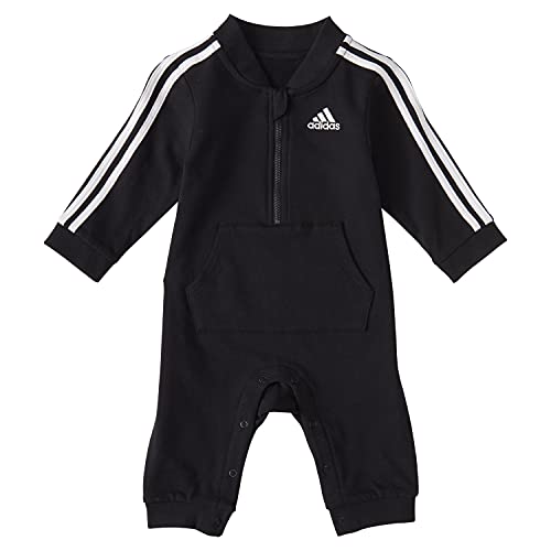 adidas baby girls Long Sleeve Zip Front Track Suit Coveralls, Black, 6 Months US