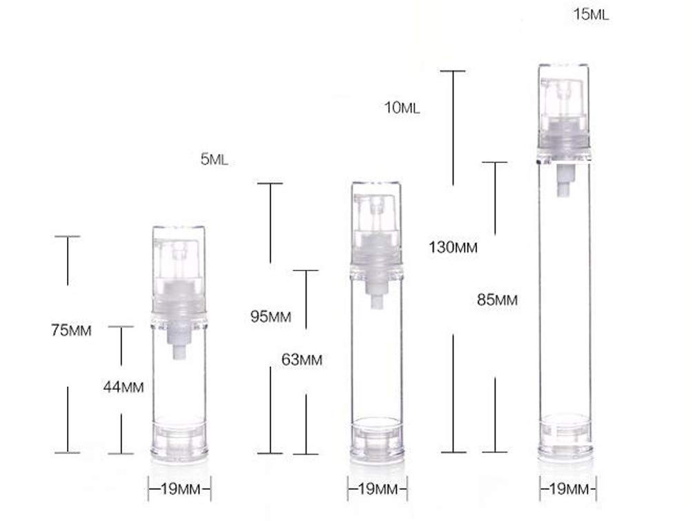 15 Pcs Clear Airless Lotion Pump Bottles Empty Cream Vacuum Bottles Cosmetic Containers Travel Press Pump Bottles For Foundations,serums,and more (5ml)