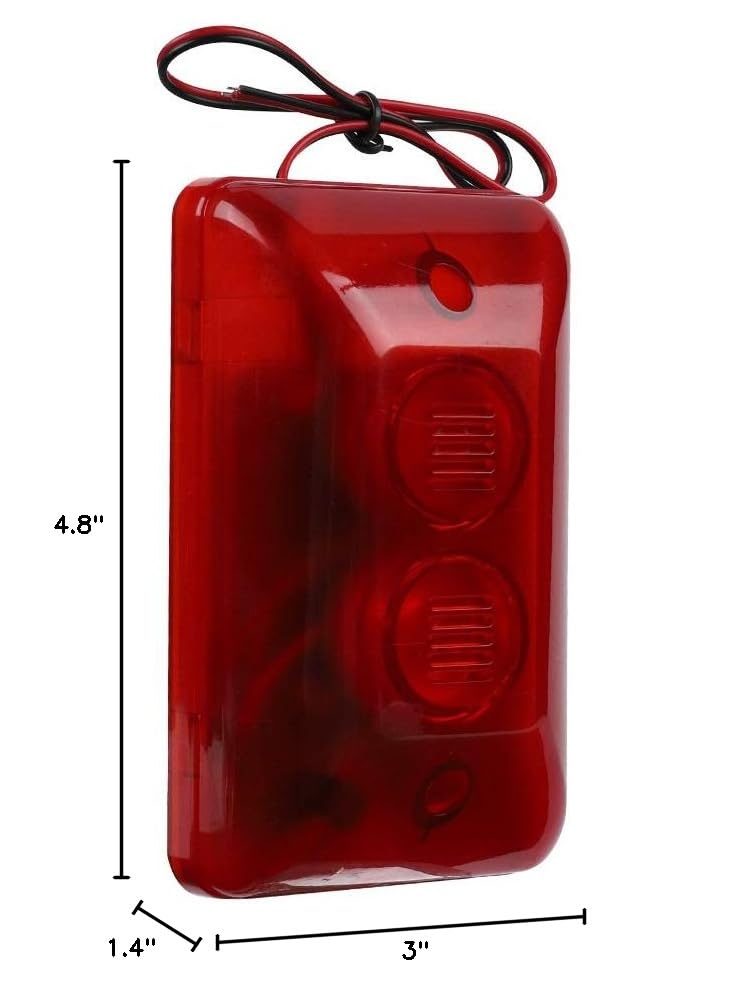 12V 15W Wired Strobe Siren,Sound and Light Alarm System,Sound Alarm Strobe Flashing Red Light 120dB for Home Security