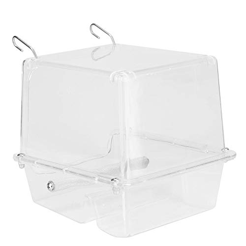 Bird Feeder, Automatic Bird Feeder for Cage Transparent Plastic Bird Seed Feeder Food Container Feeding Station for Canary Cockatiel Finch Parakeet