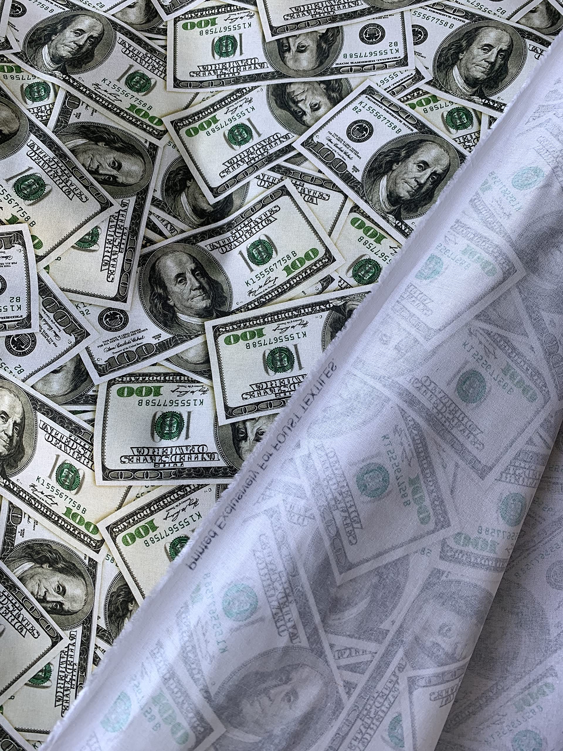 100 Dollar Bill Cotton Fabric/Money Print Fabric /0 Cotton / 45" Wide/Sold by The Yard